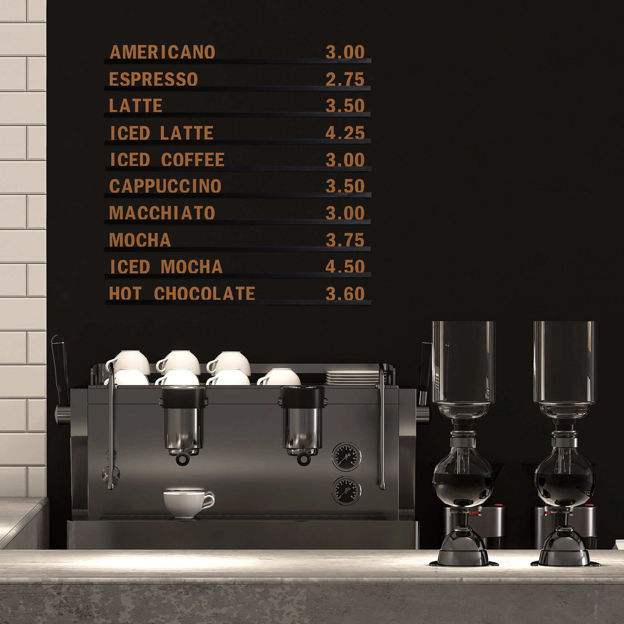 Menu Board, Changeable Menu Rails, Wall Mounted Menu Board, Wooden ...