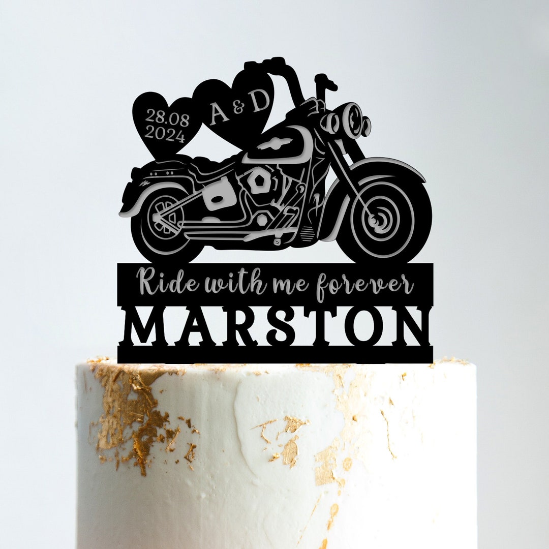 Ride With Me Forever Cake Topper, Biker Wedding Cake Topper, Motorbike ...