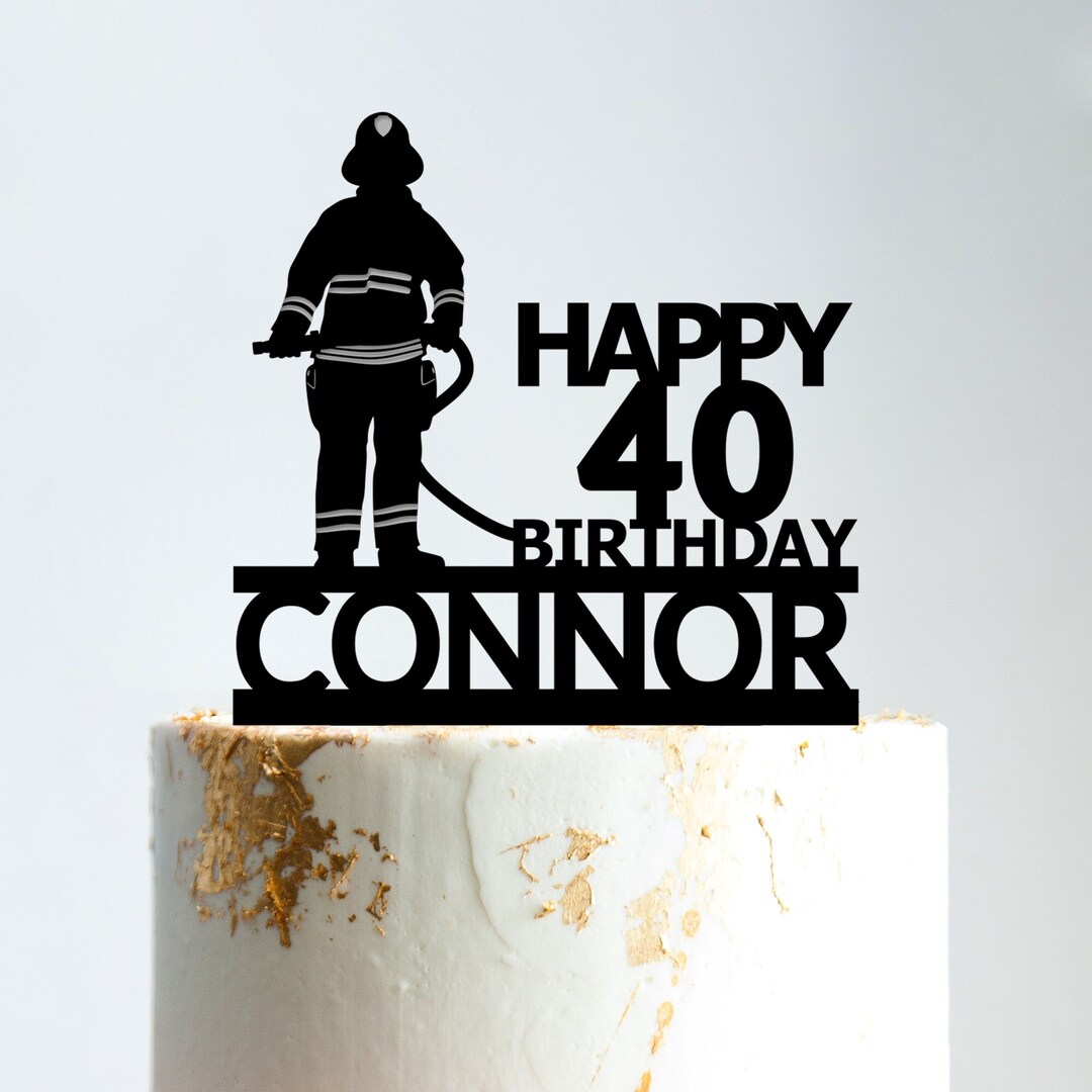 Firefighter Birthday Cake Topper, Fireman Birthday Topper, Happy ...
