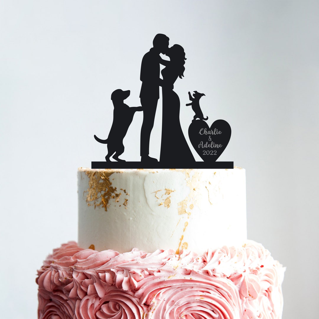 Custom Wedding Cake Topper With Dog,wedding Cake Topper With Lab,mr Mrs ...