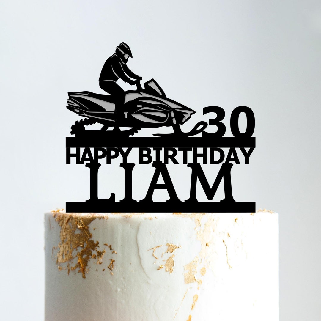 Snowmobile Birthday Cake Topper, Snowmobile Cake Topper, Happy Birthday ...
