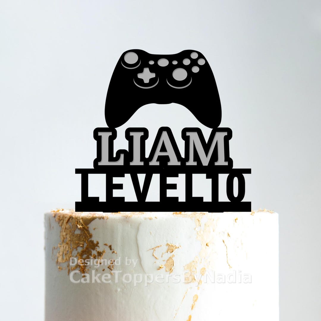 Game Controller Birthday Cake Topper, Gamer Cake Topper, Level up ...