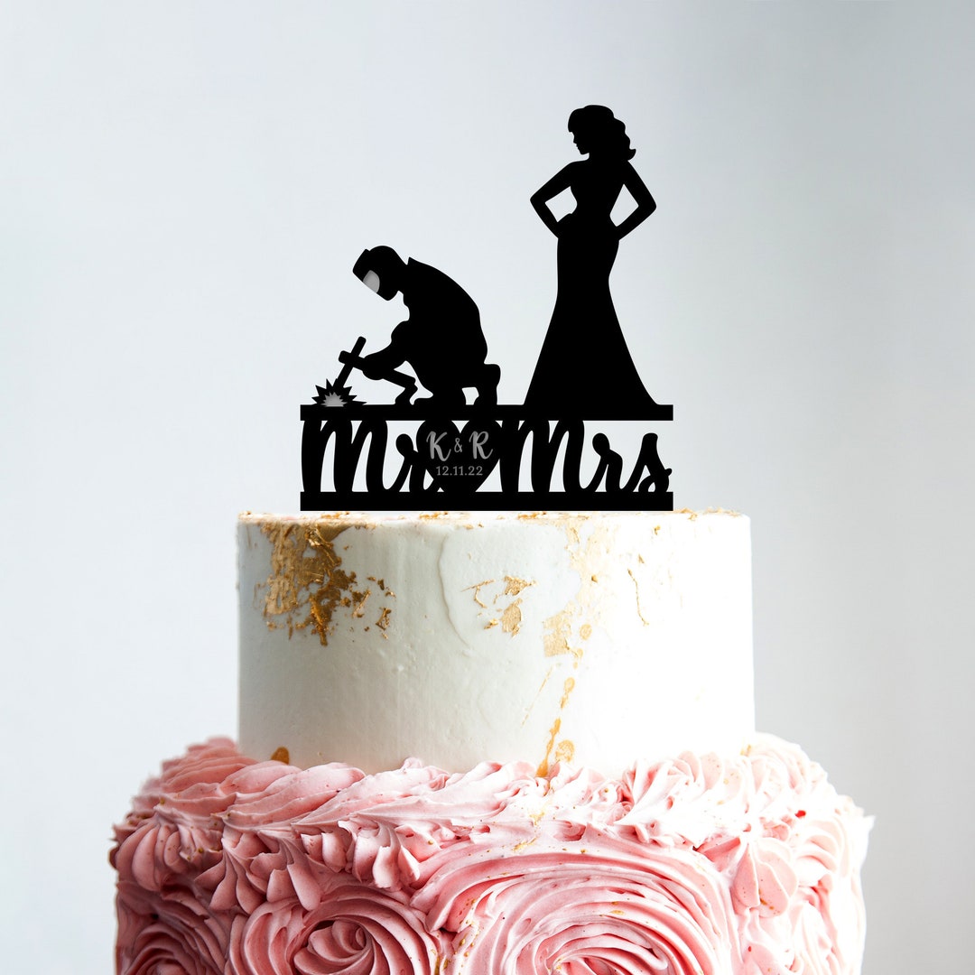 Wedding Cake Topper, Welder Cake Topper, Rustic Cake Topper, Custom ...
