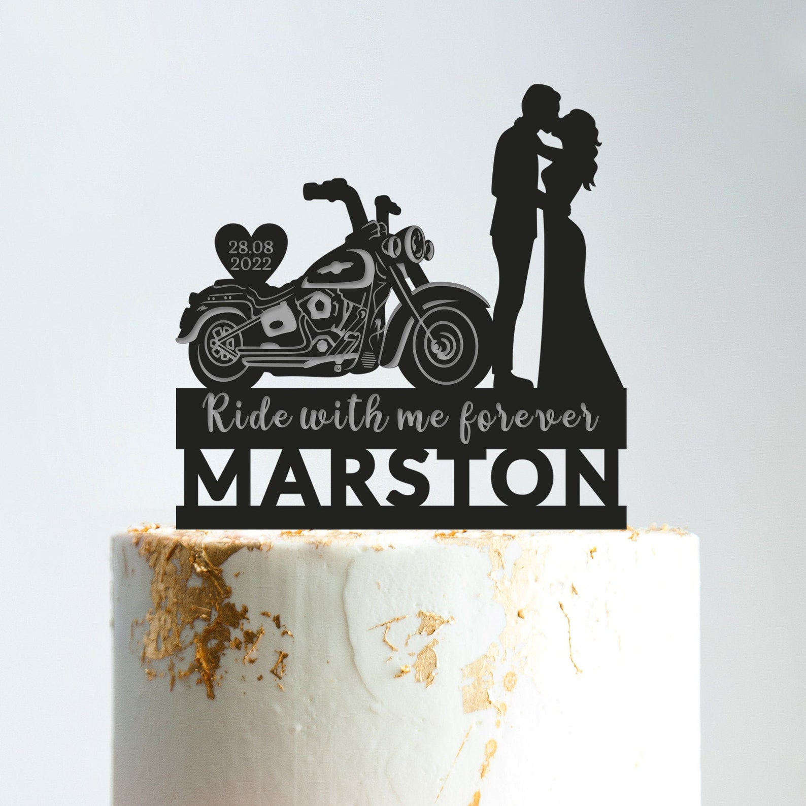Biker Wedding Cake Topperride With Me Forever Motorcycle | Etsy