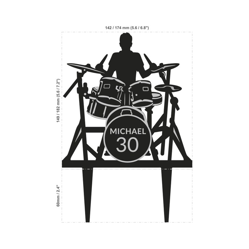 Drummer Cake Topper Birthdaymusician Birthday Drum Cake - Etsy