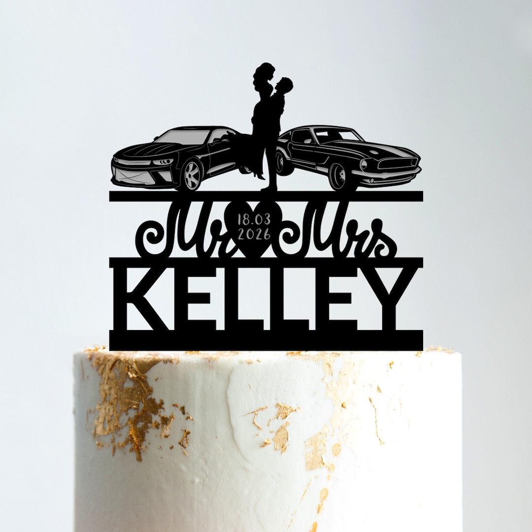 Car Wedding Cake Topper, Drivers Couple Cake Topper, Mr and Mrs Cake ...