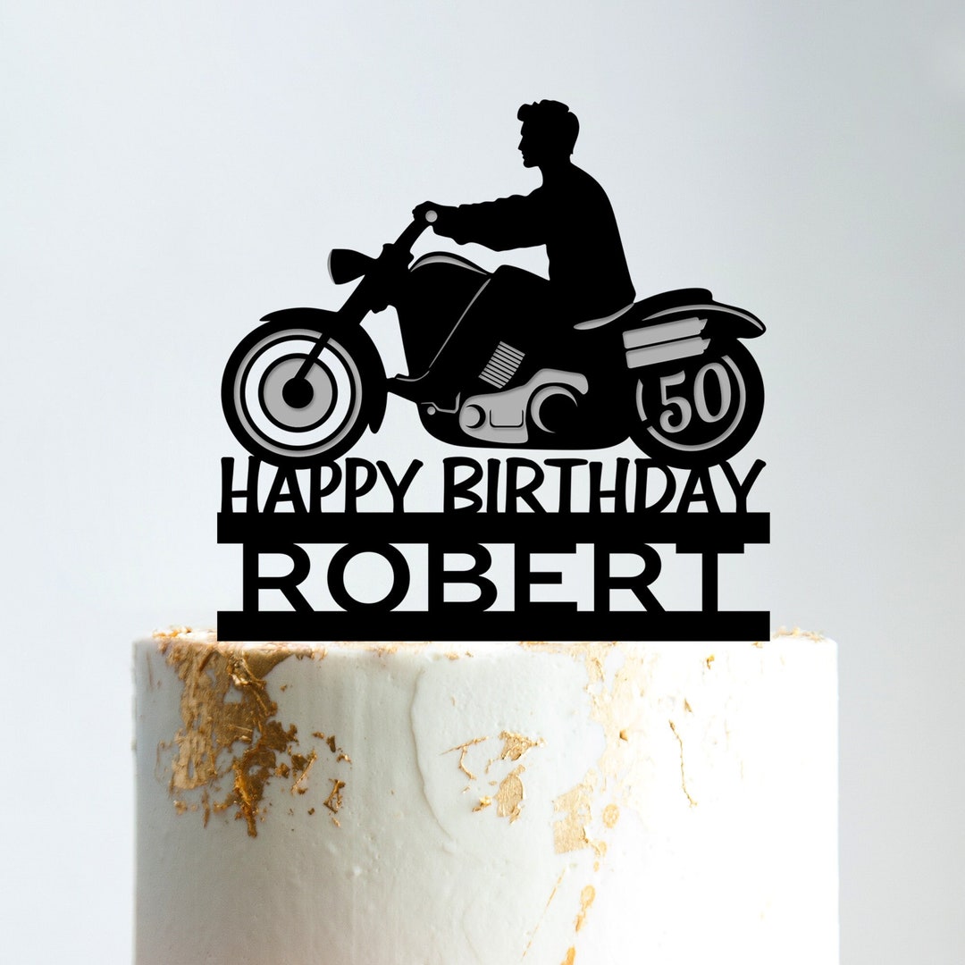 Motorcycle Birthday Cake Topper, Motorbike Birthday Topper, Biker Cake ...
