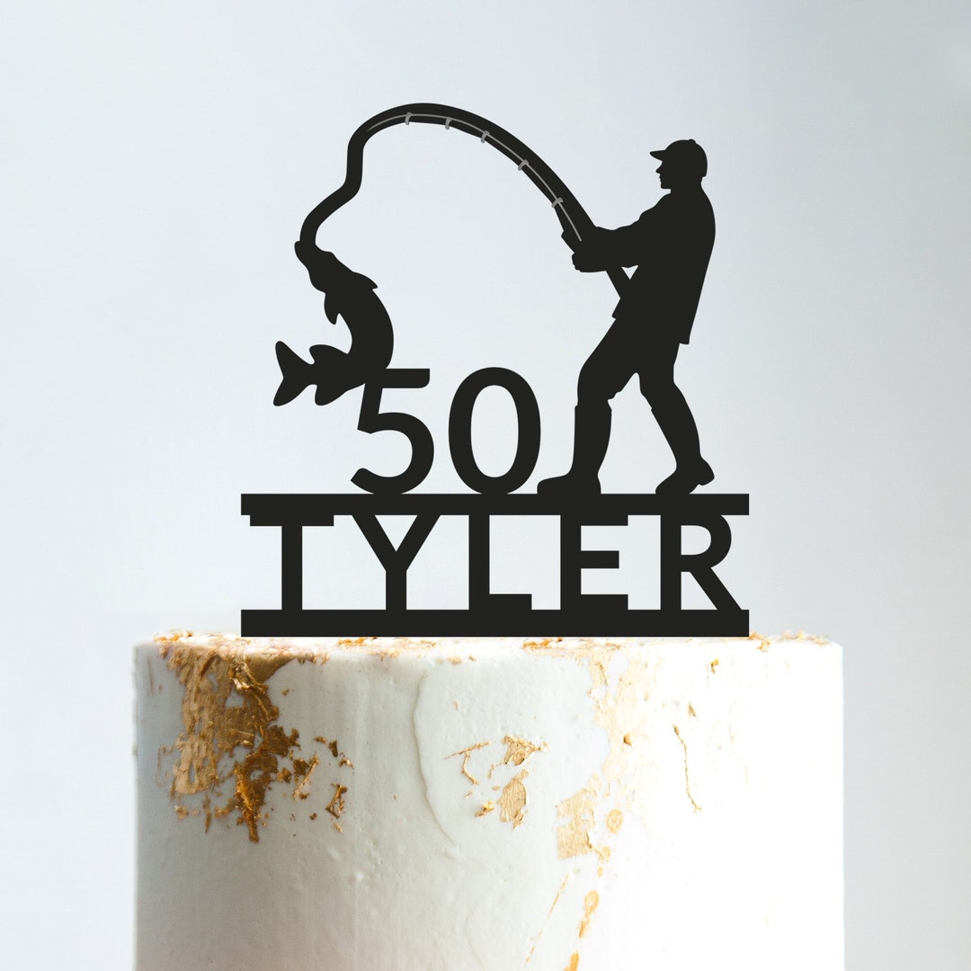 Fishing Cake Topper Birthday,fisherman Birthday Cake Topper,fishing ...