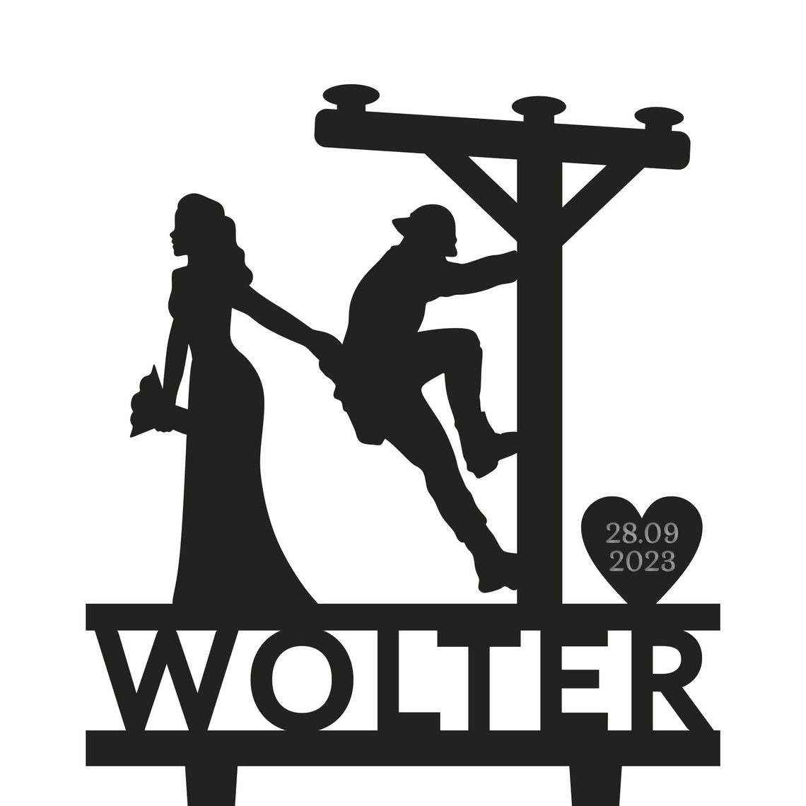 Lineman Wedding Cake Topper With Dateelectrician Lineman - Etsy