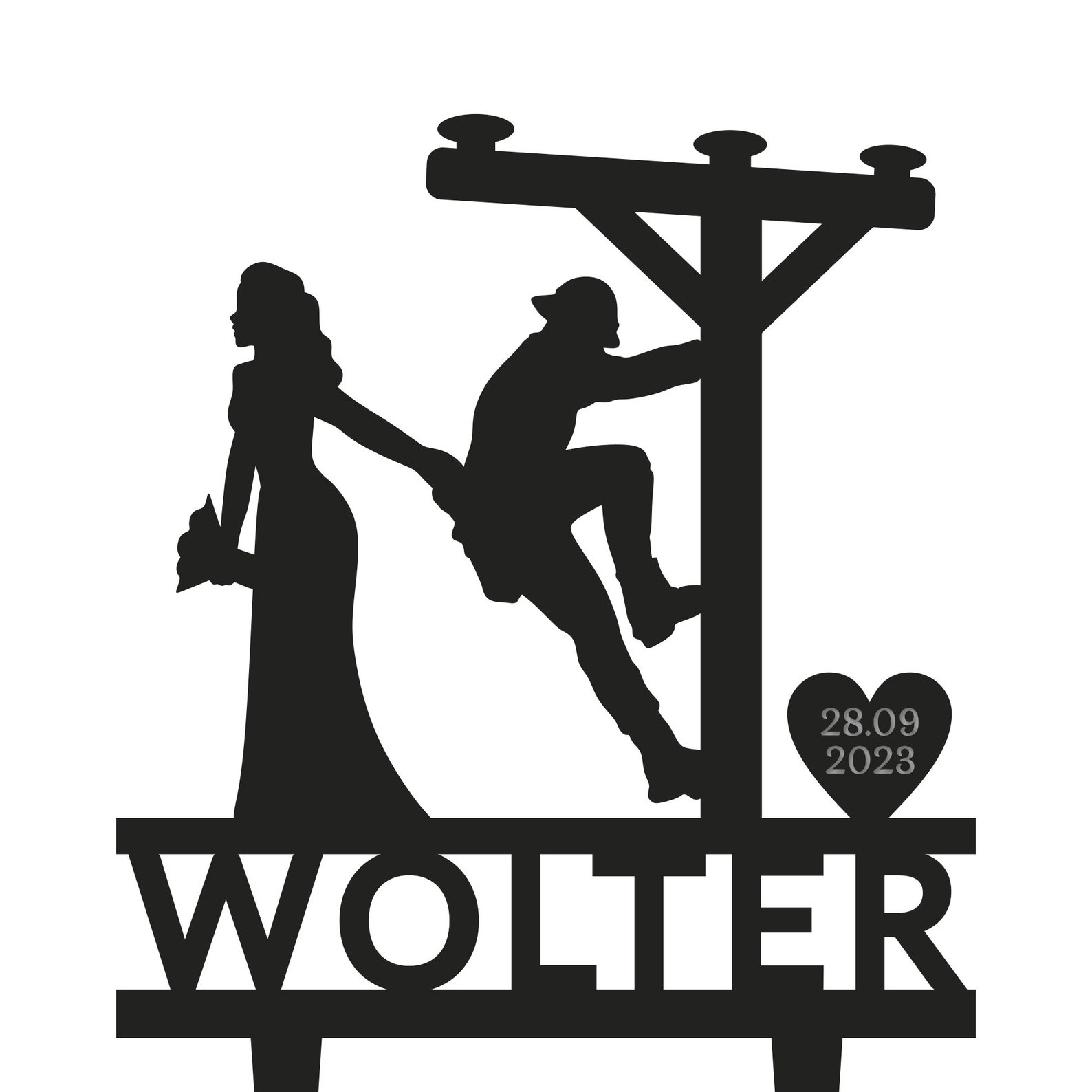 Lineman Wedding Cake Topper With Dateelectrician Lineman - Etsy