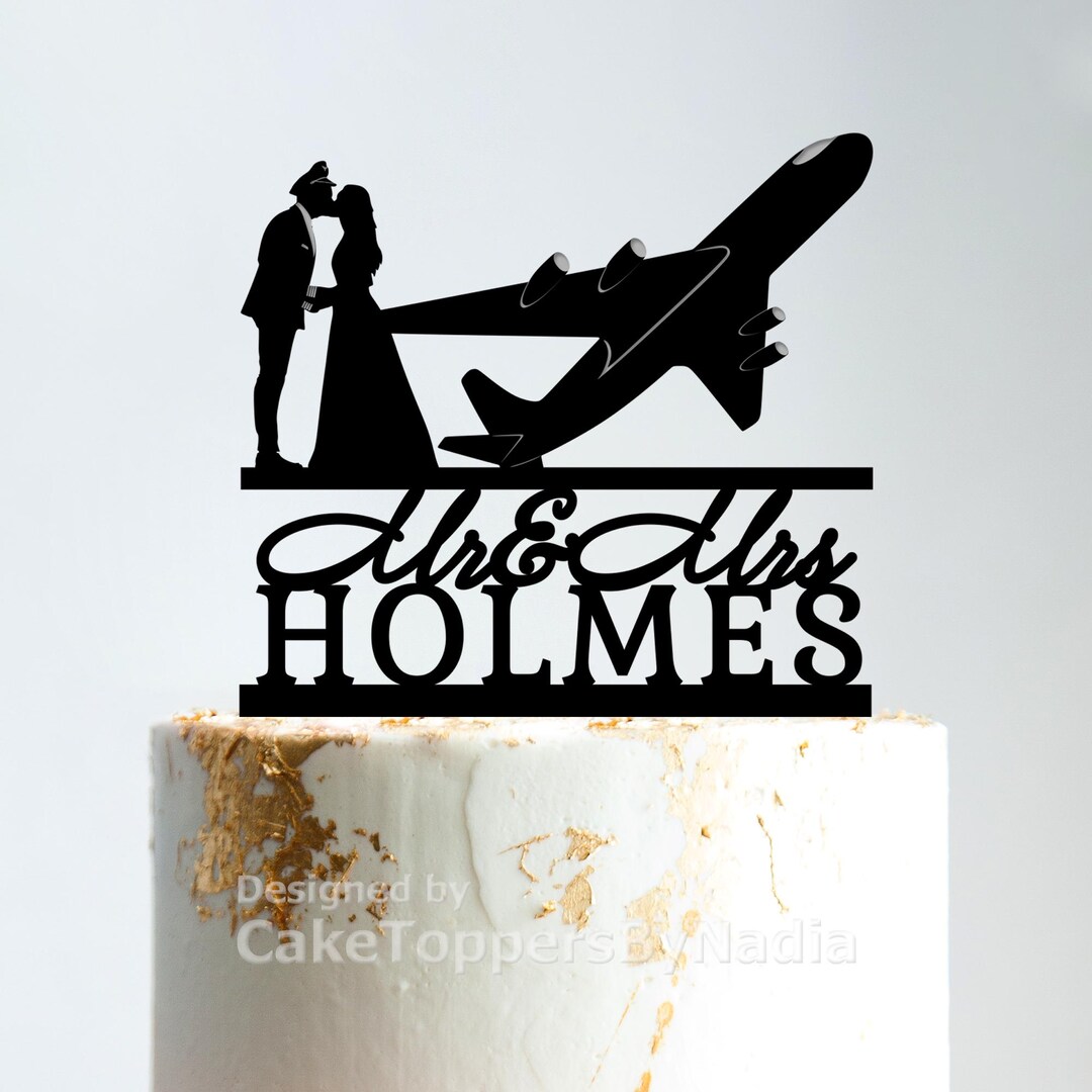 Airplane Cake Topper, Wedding Cake Topper, Pilot Cake Topper, Acrylic ...