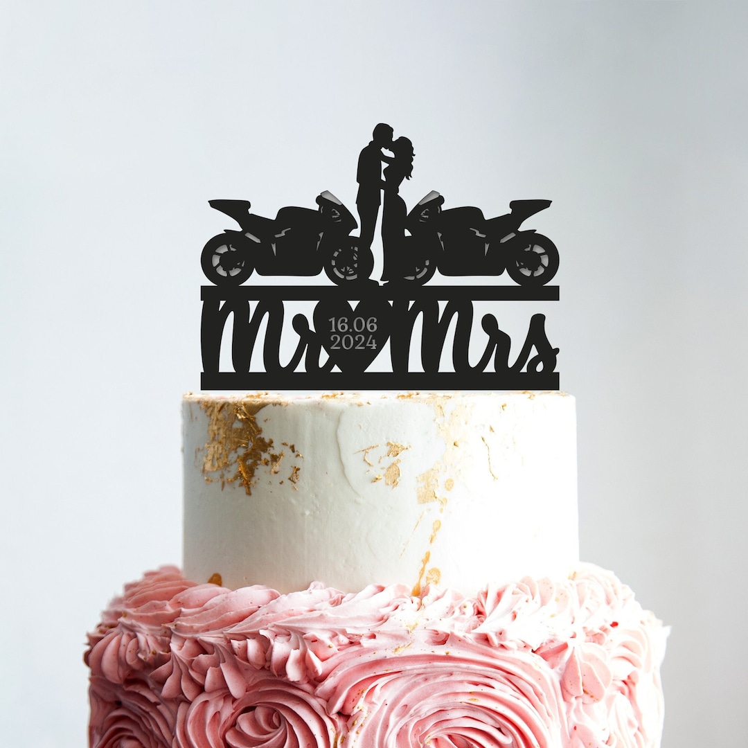 Biker Wedding Cake Topper,motorcycle Mr Mrs Cake Topper,4 Wheeler ...