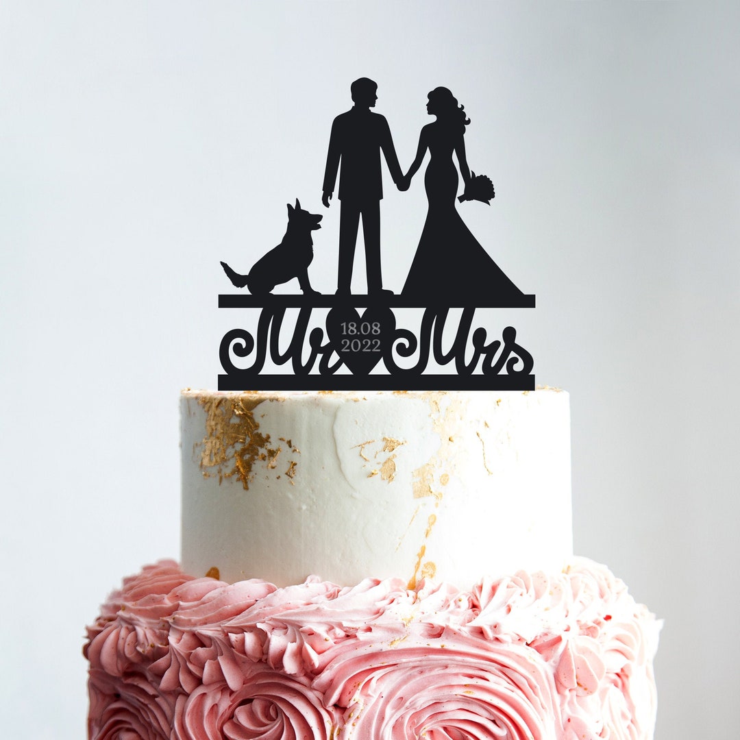 Cake Topper With Germany Shepherd,wedding Cake Topper With Dog,cake ...