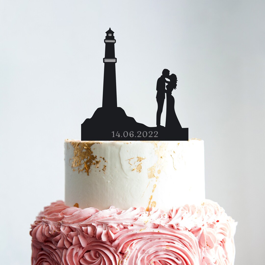 Lighthouse Wedding Couple Cake Topper Travel,light House Coastal ...