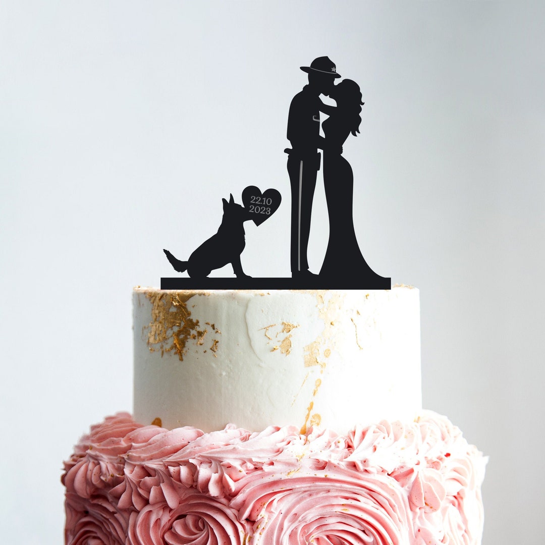 Police Wedding Cake Topper With Dog,groom Police Officer Dog Cake ...