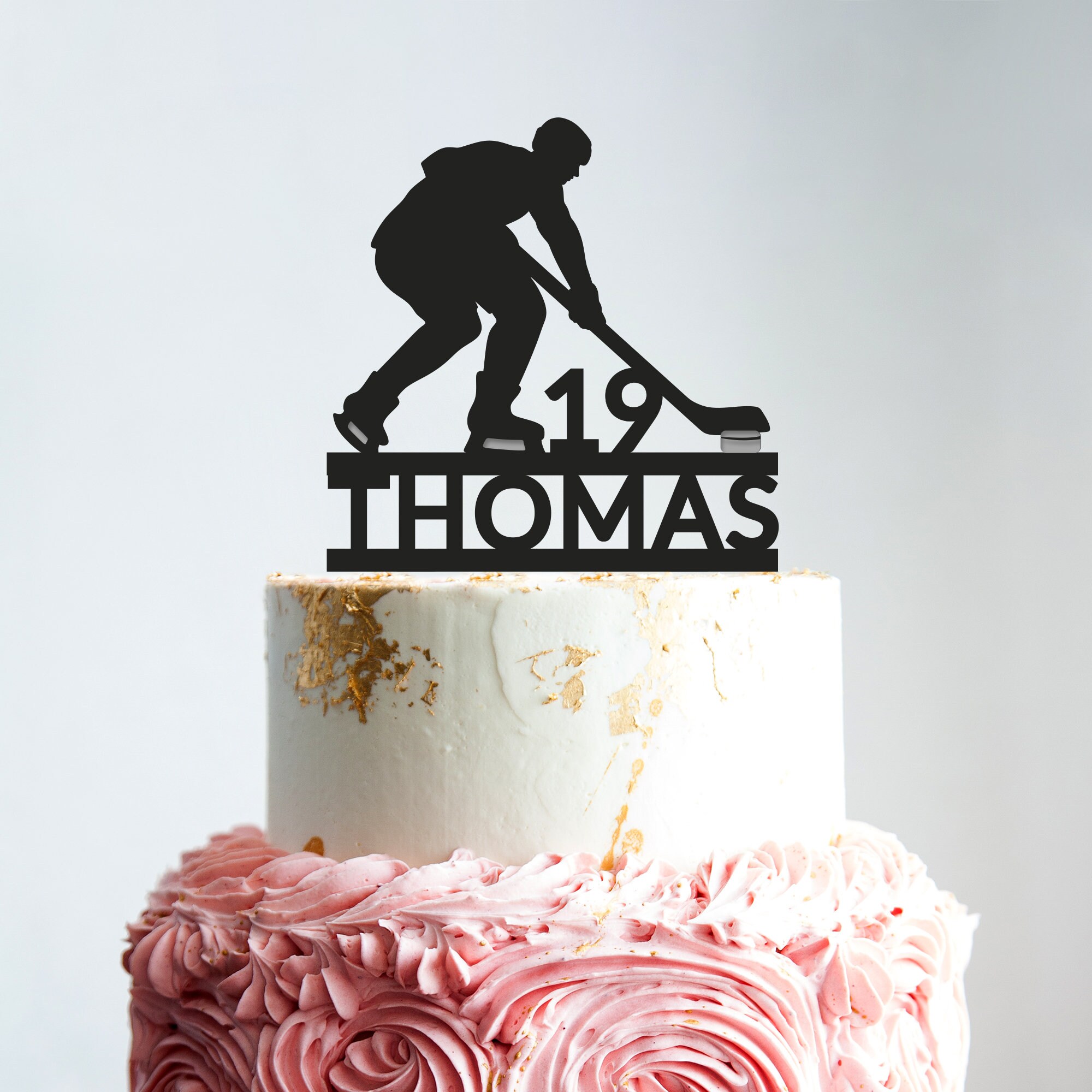 Hockey cake topper birthdayHockey fan birthday age cake | Etsy