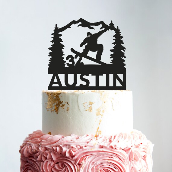 Snowboarder Birthday Custom Cake Toppersnowboard Birthday | Etsy