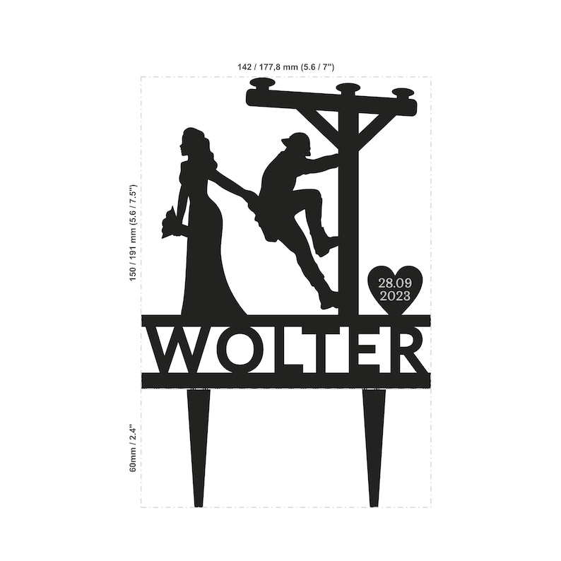 Lineman Wedding Cake Topper With Dateelectrician Lineman - Etsy