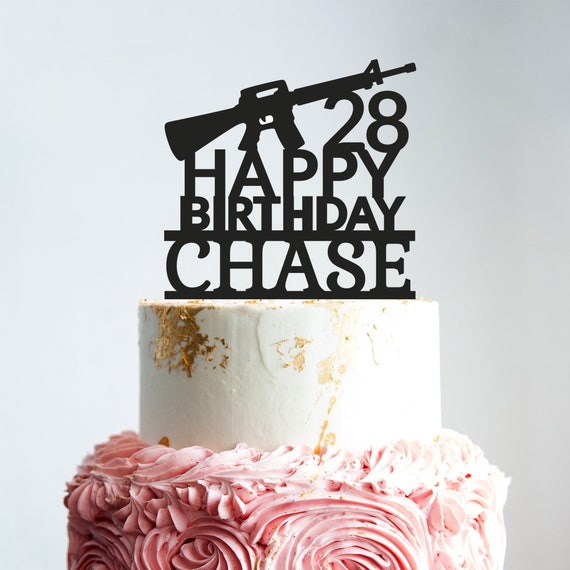 Gun Cake Topper Birthdaygun Lover Birthday Cake - Etsy