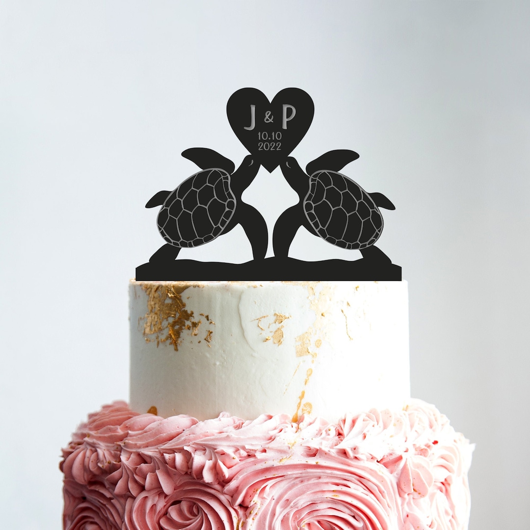Sea Turtle Wedding Heart Cake Topper Funny,turtle Wedding Topper,sea ...
