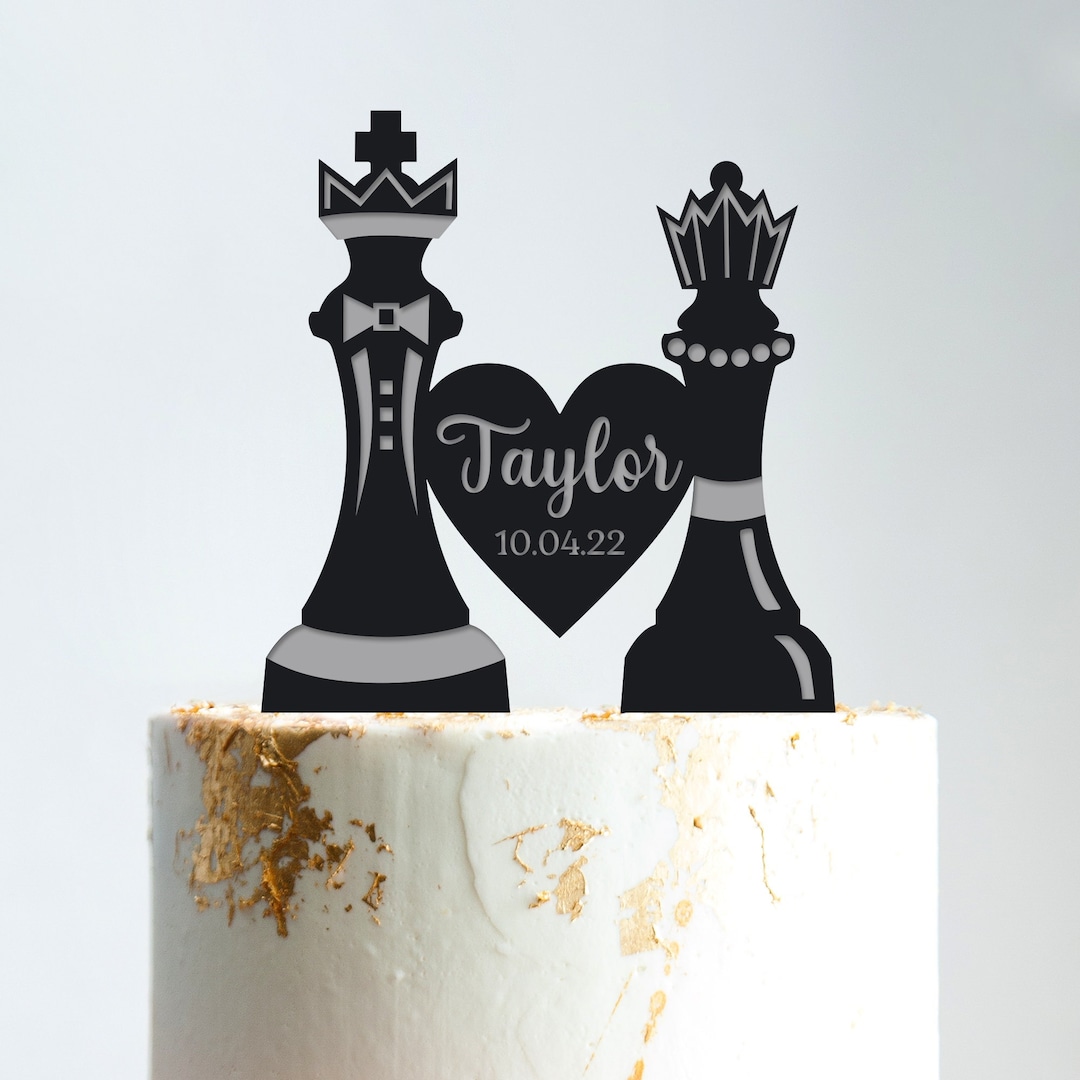 Chess Cake Topper Wedding,chess King and Queen Wedding Cake Topper ...
