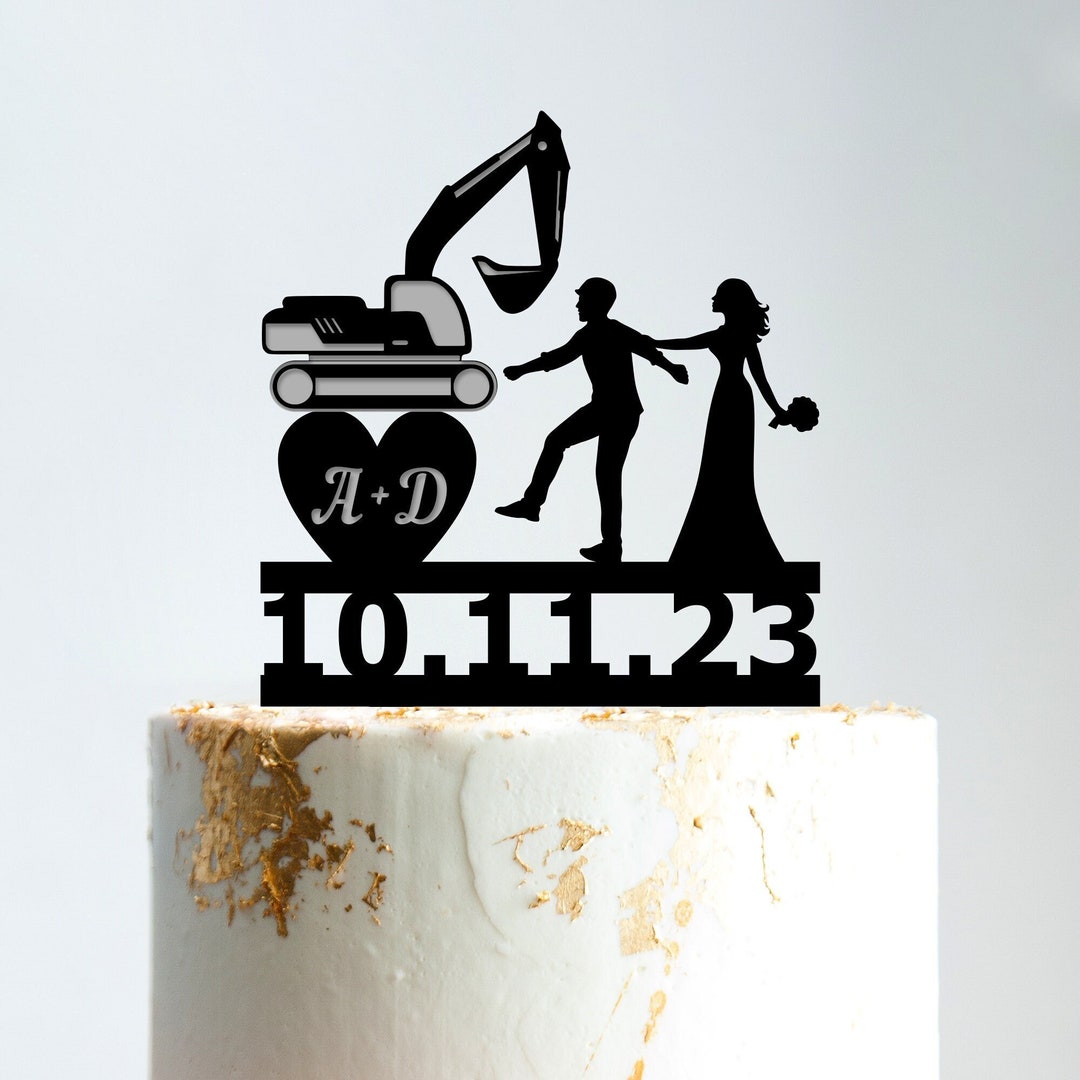 Excavator Wedding Cake Topper, Construction Worker Topper, Digger ...