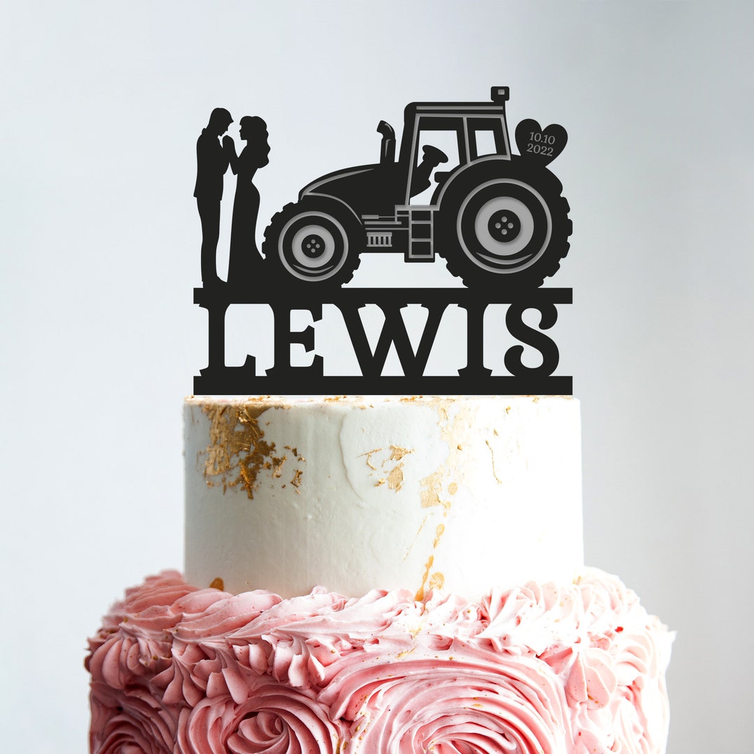 Farm Wedding Tractor Cake Topper,farmer Wedding Cake Topper,country ...