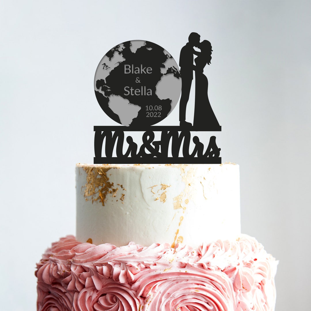 Travel Wedding Cake Topper,romantic Cake Topper,travel the World Map ...