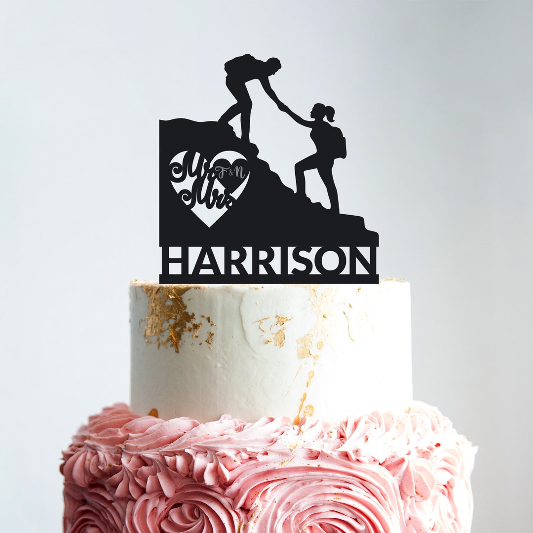 Climber Bride and Groom Wedding Cake Topper,hiking Cake Topper Travel ...
