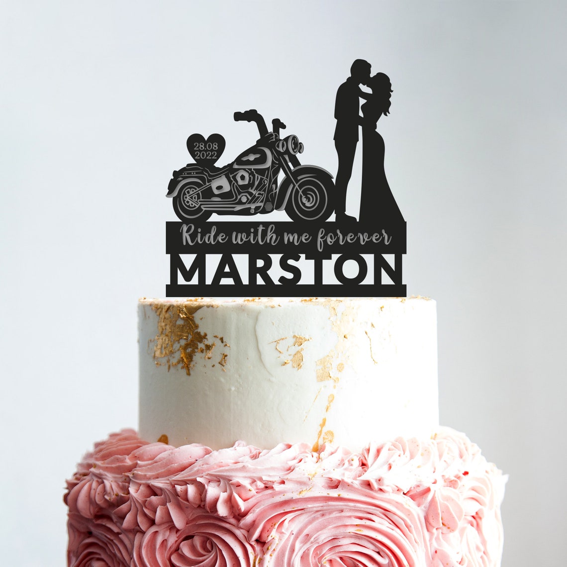 Biker wedding cake topperRide with me forever motorcycle | Etsy