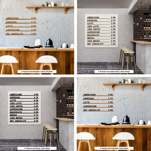 Menu Board, Changeable Menu Rails, Wall Mounted Menu Board, Wooden ...