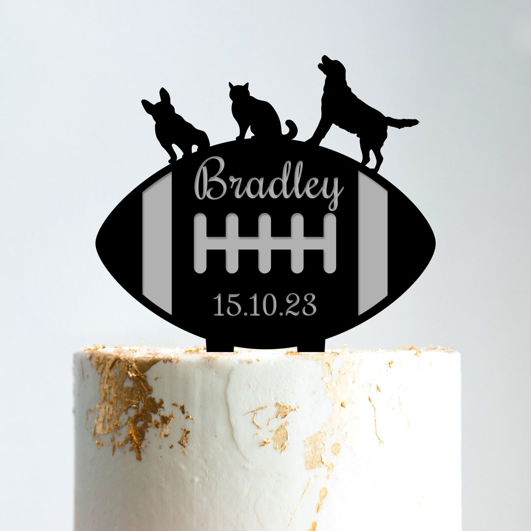 American Football Wedding Cake Topper, Rugby Ball Cake Topper, American ...