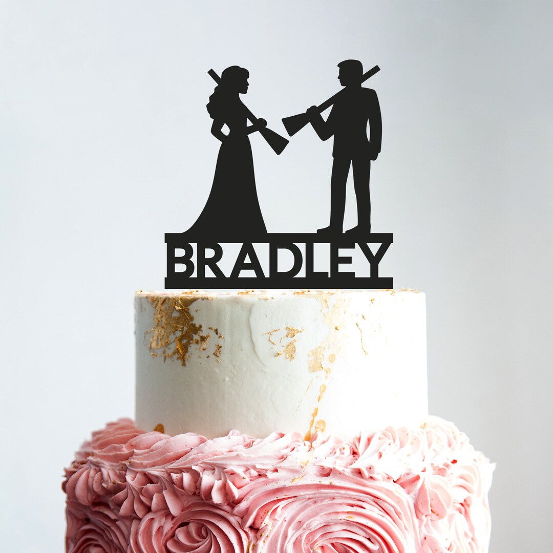Topper de pastel de bodas de caza personalizado, boda de topper de ...