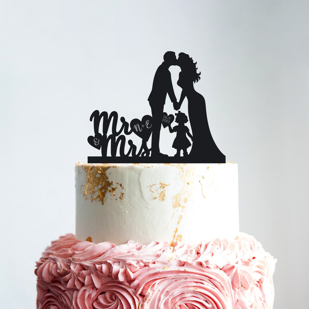 Custom Family Cake Topper With Girl,family Wedding Kids Cake Topper ...