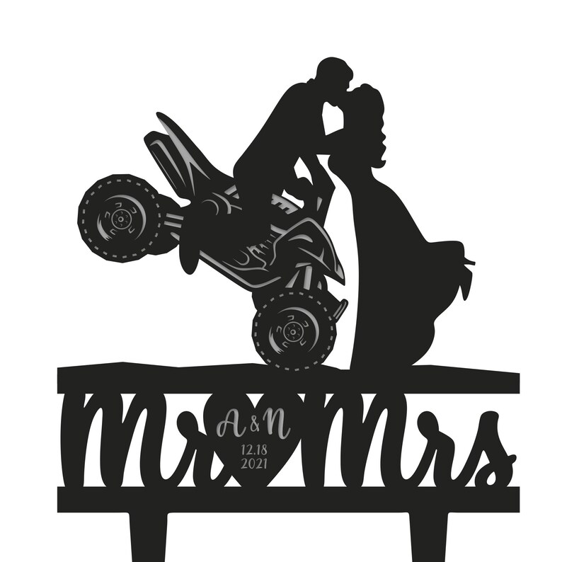 Atv Kiss Cake Topper Weddingfour Wheeler Funny Mr Mrs Cake - Etsy