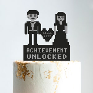 8 Bit Wedding Cake Topper,video Game Bride and Groom Cake Topper Geek ...