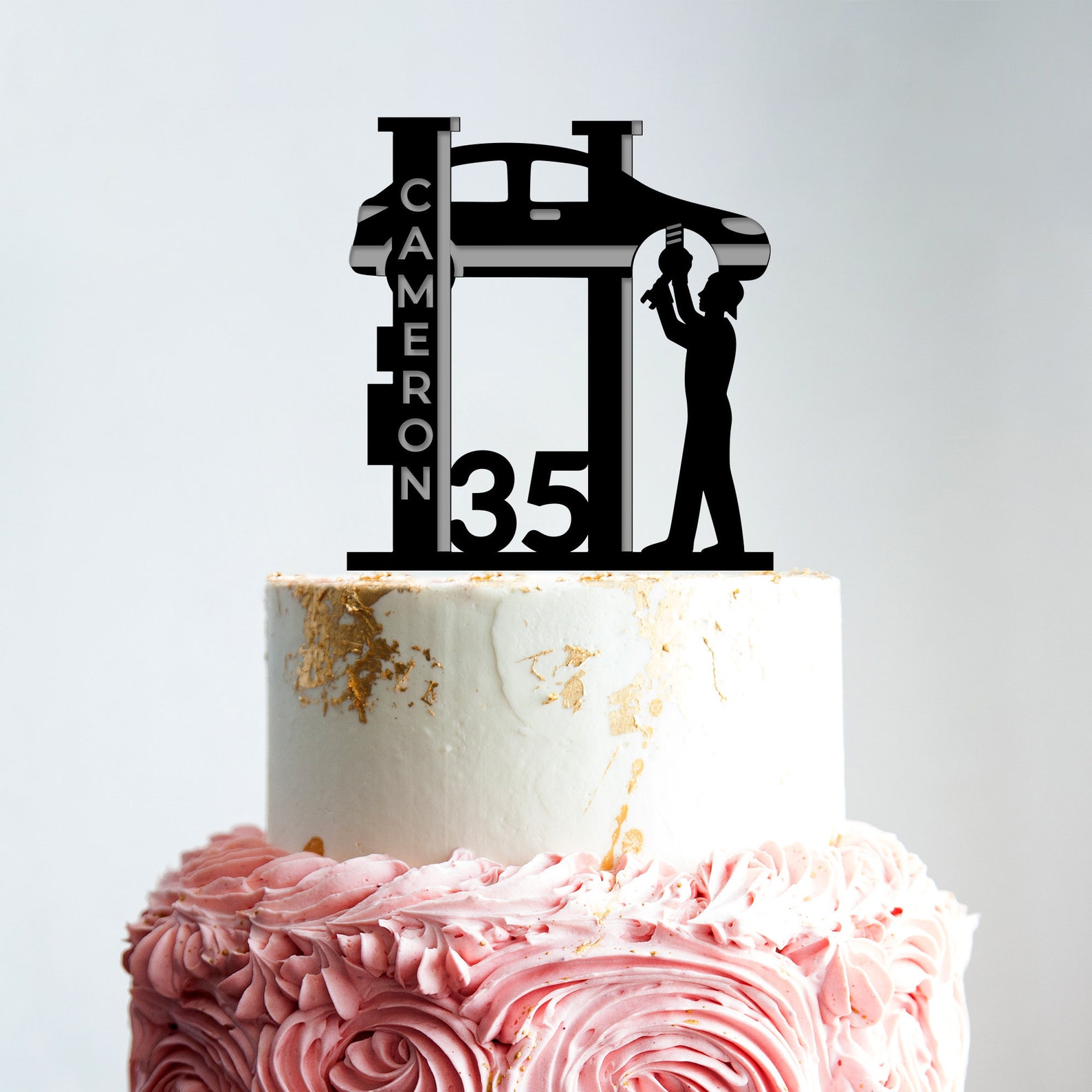 Personalized Mechanic Cake Topper, Auto Repair Birthday Party Decor ...