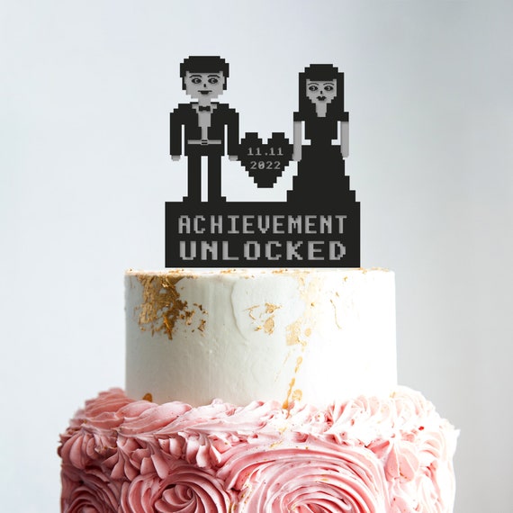 8 Bit Wedding Cake Toppervideo Game Bride and Groom Cake - Etsy