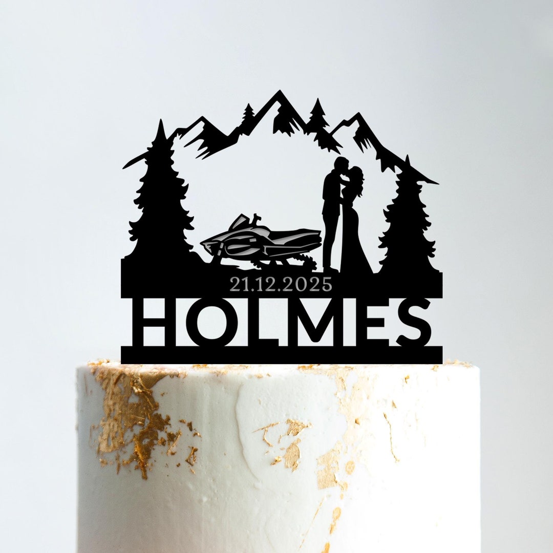 Snowmobile Wedding Cake Topper, Mountain Wedding Cake Topper ...