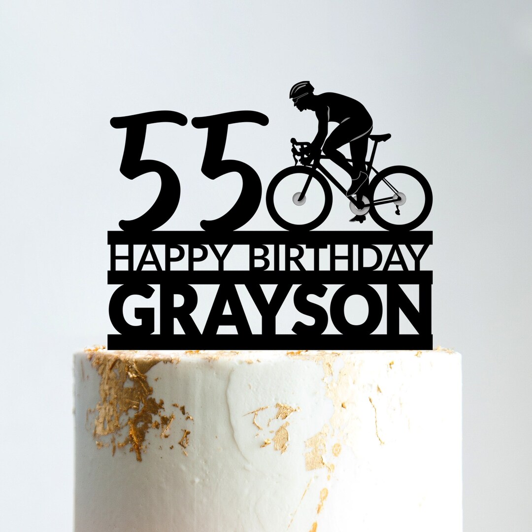 Bicycle Birthday Cake Topper, Happy Birthday Cake Topper, Personalized ...