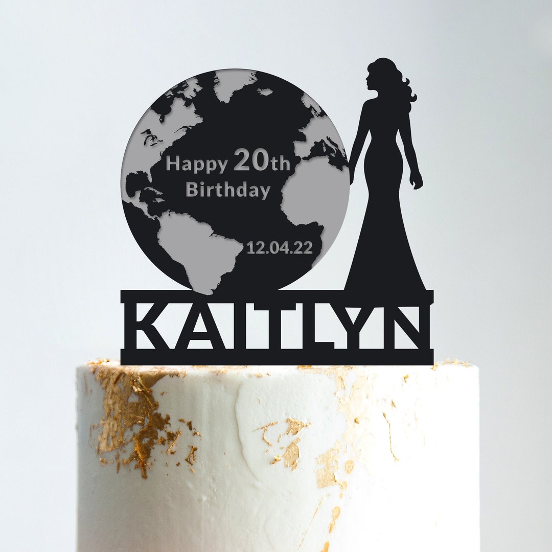 Personalized Travel Birthday Cake Topper,travel Theme Cake Topper,woman ...