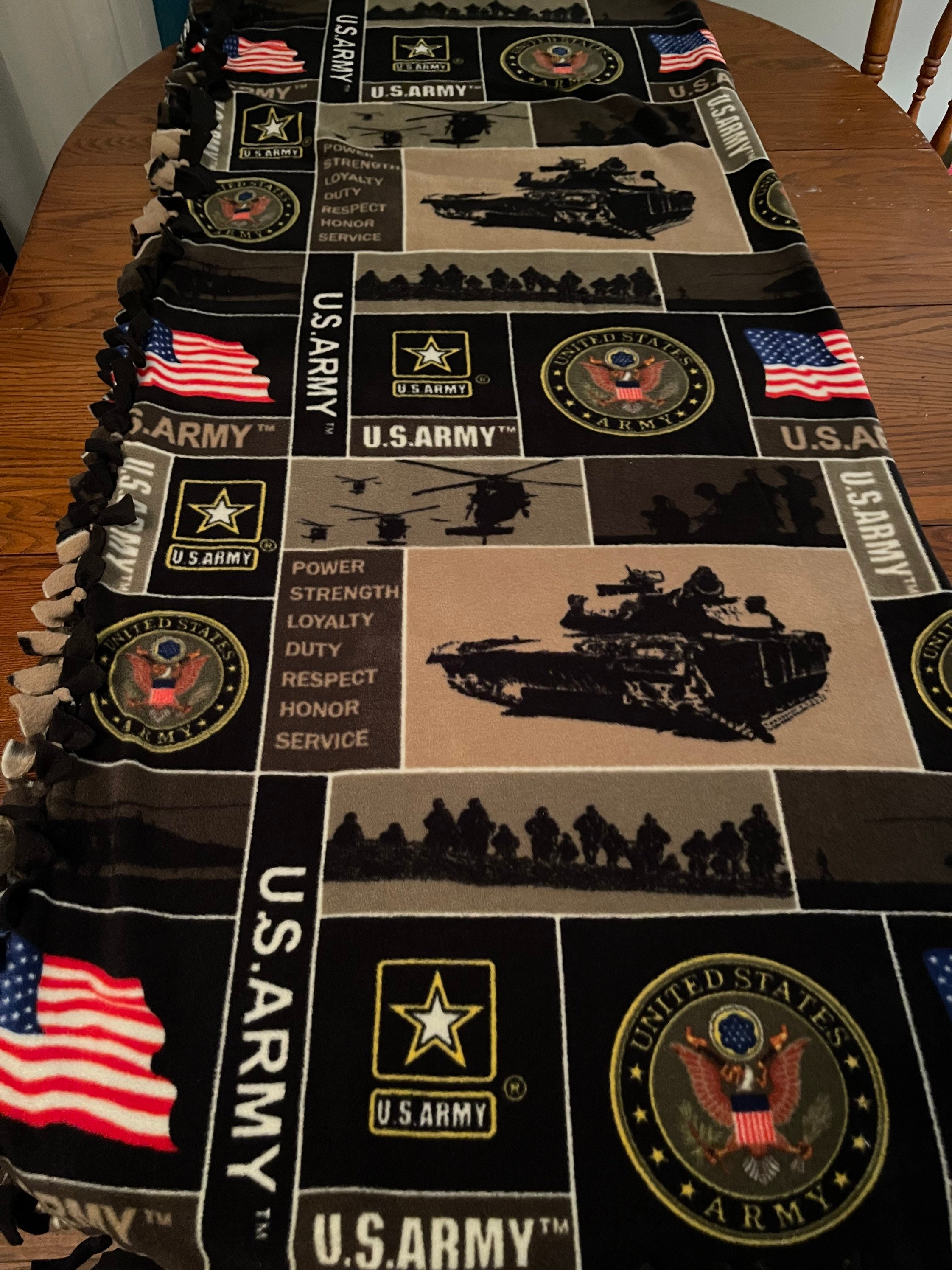 US Army XL Handtied Fleece Throw Blanket - Etsy