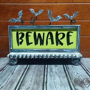Halloween SVG | Lighted Beware Bat Sign SVG | Halloween Shelf Sitter ...