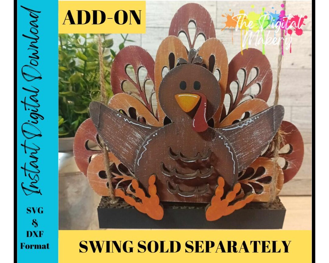Add on Swinging Turkey Laser Cut File | Turkey Swinger SVG ...