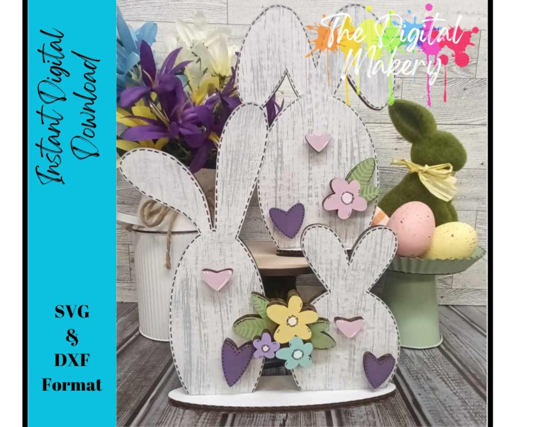 Easter Bunnies SVG | Stitched Bunnies File | Farmhouse Spring SVG ...