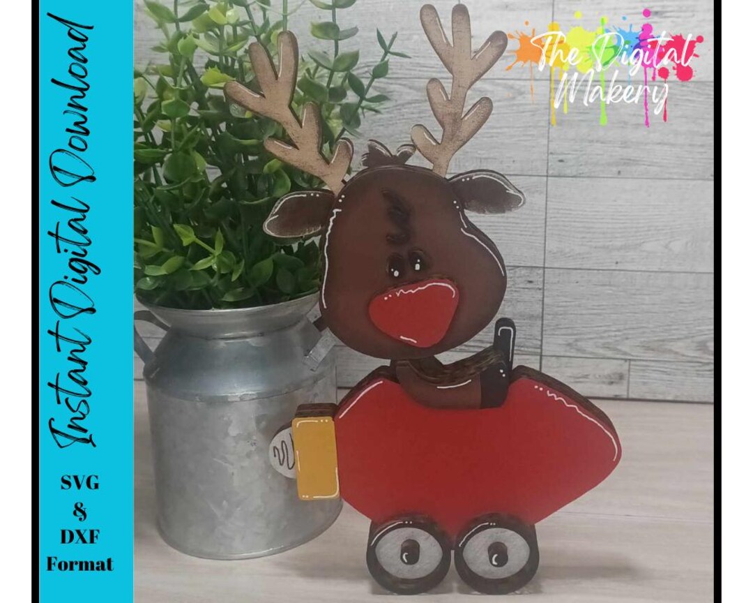 Hot Rod Reindeer SVG Christmas Reindeer Laser Cut File Hot Rod Rudy SVG ...