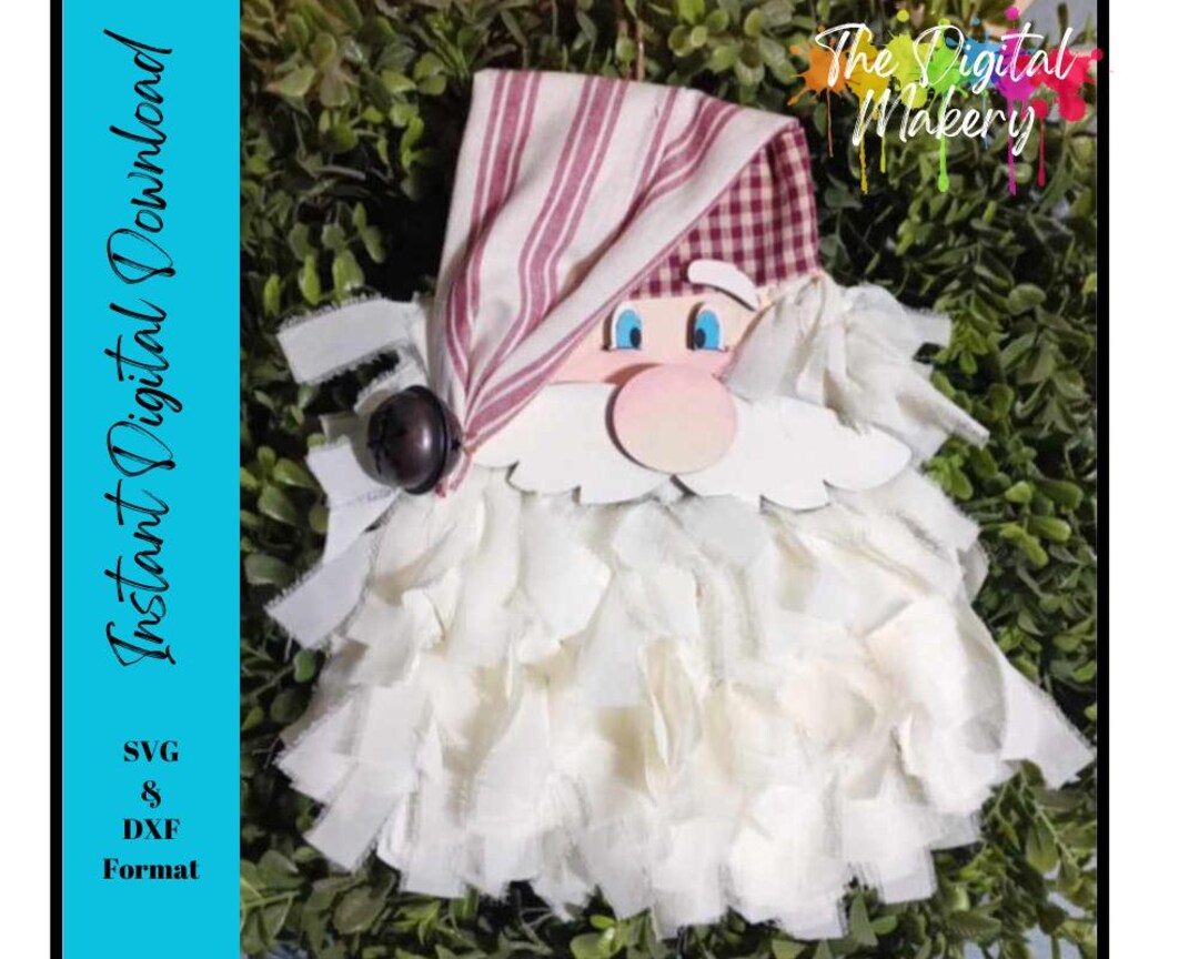 Santa SVG | Farmhouse Santa Head SVG | Primitive Santa Laser Cut File ...