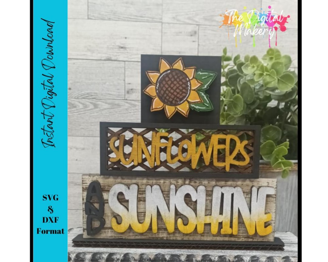 Sunflower Stacked Word Block SVG | Sunflowers and Sunshine Block File ...