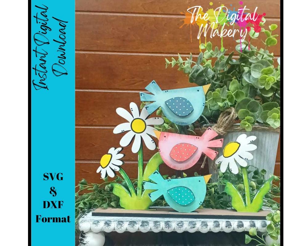 Cute Spring Bird SVG | Stacked Spring Bird File | DIY Spring Decor File ...