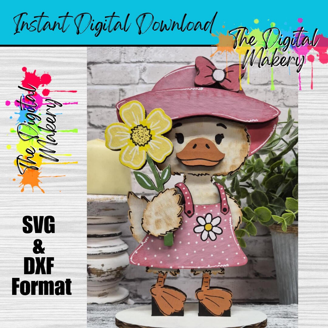 Spring Duck SVG | Girl Duckie File | Easter Duck SVG | DIY Spring Decor ...
